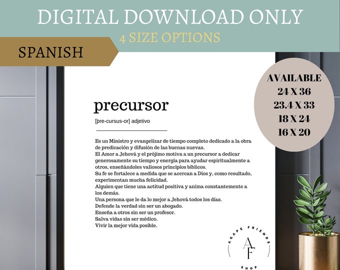 PRECURSOR SPANISH Definition Print, Bedroom Prints, Wall Decor, Quote ...