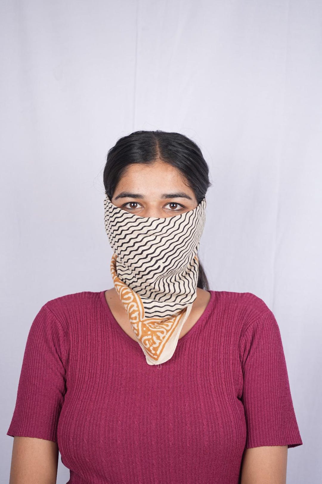 Hand Block Print Cotton Bandana: Natural Dye Bohemian Scarf - Etsy