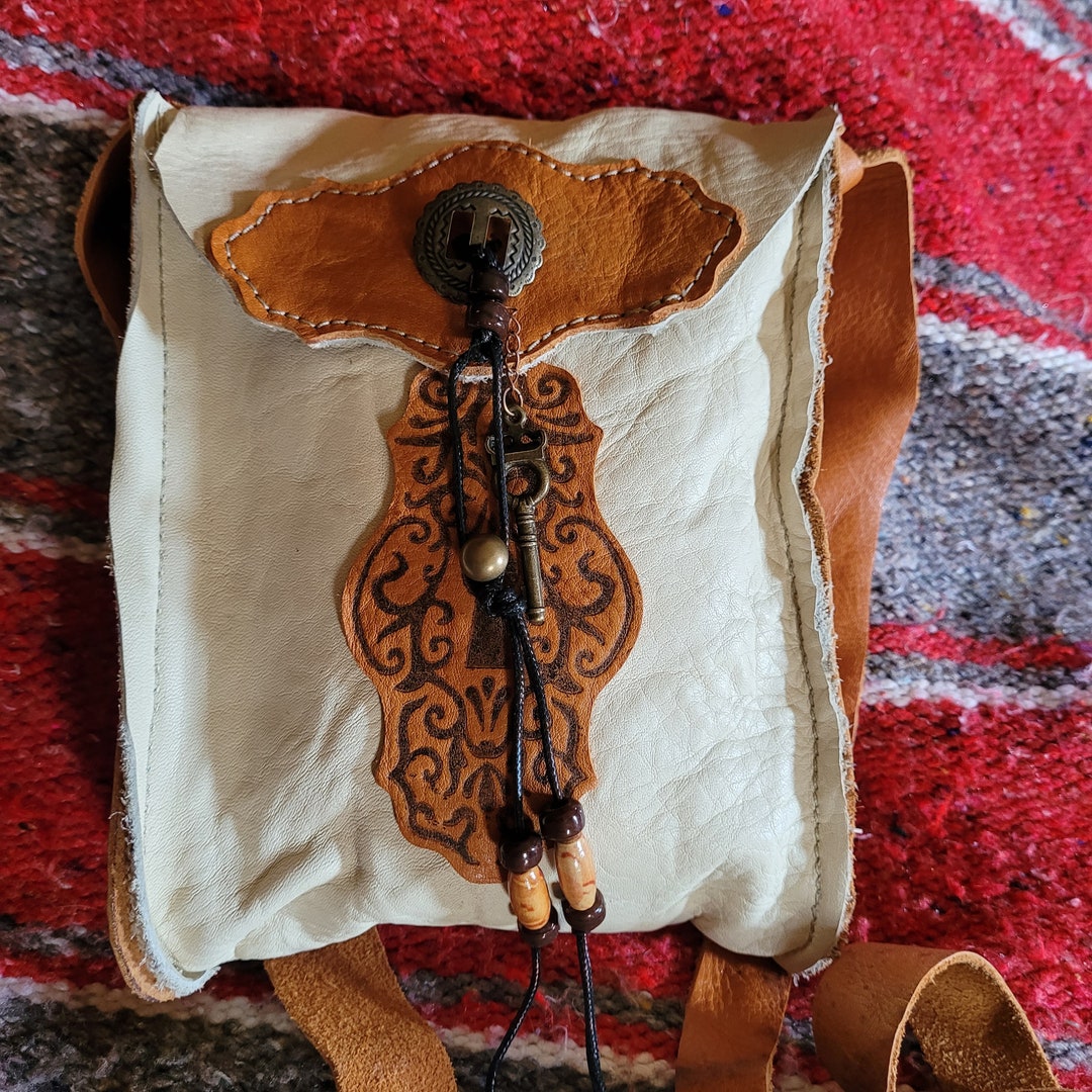 Lock -n- Key Theme Leather 2 Tone Bag With Long Leather Strap for Cross ...