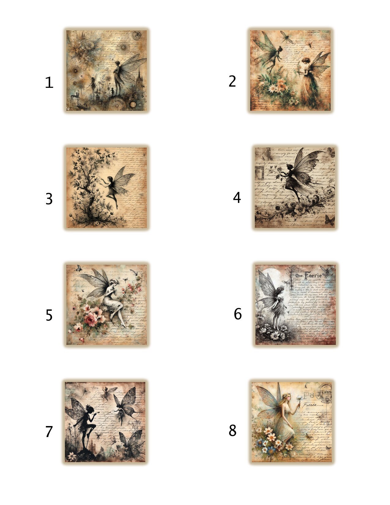 Tattered Wings Faerie Scrapbook Paper 34 Images in Sizes 12x12, 8.5x11 ...
