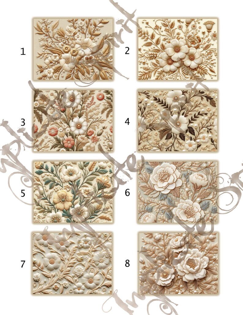 Elegant Vintage Floral Embroidery Scrapbook / Journal Paper 8 1/2 X 11 ...