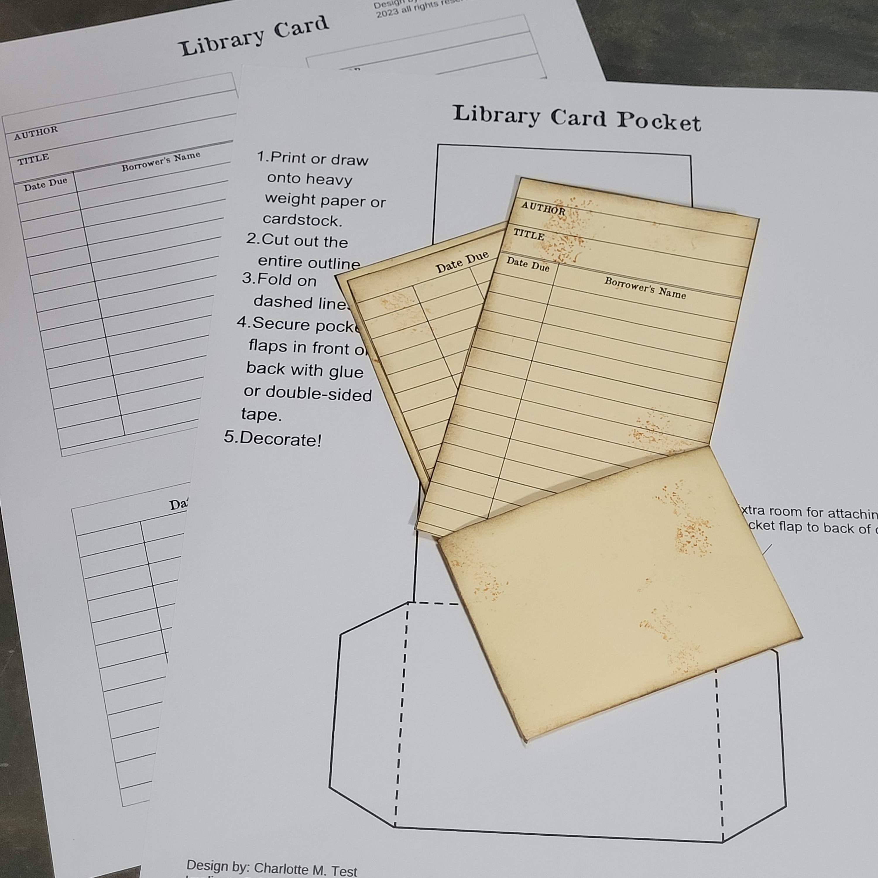 Vintage Library Book Cards and Pocket Template | Printable PDF | DIY ...