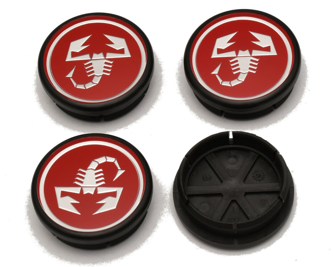 4 X Abarth Alloy Wheel Centre Caps Ø 50mm / Red Abarth Alloy Wheel ...