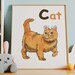 Initial Cat Poster for Nursery, First Letter Animal Wall Art ...
