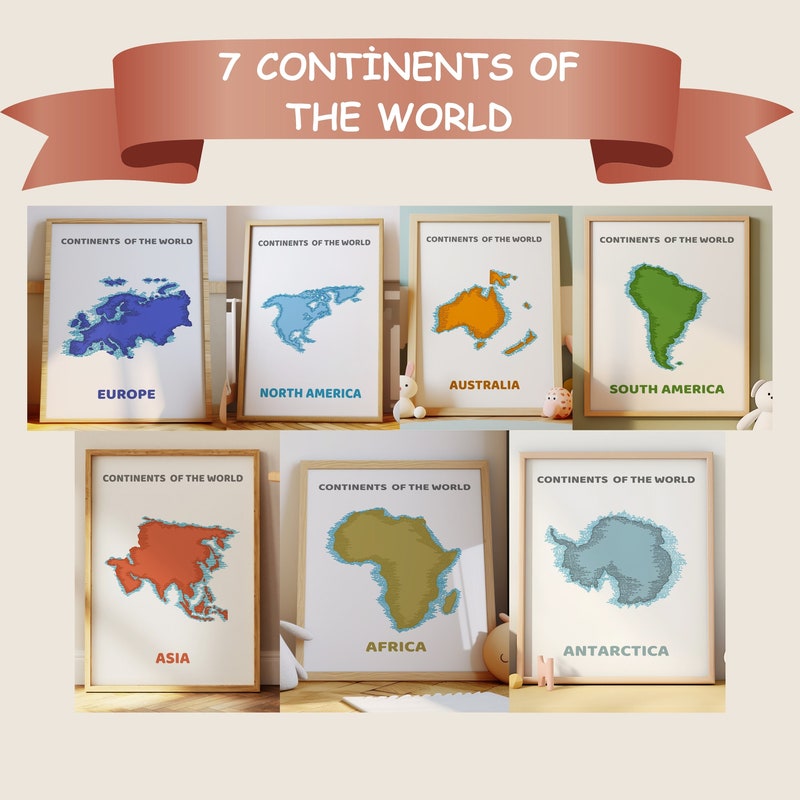 Continents and World - Etsy