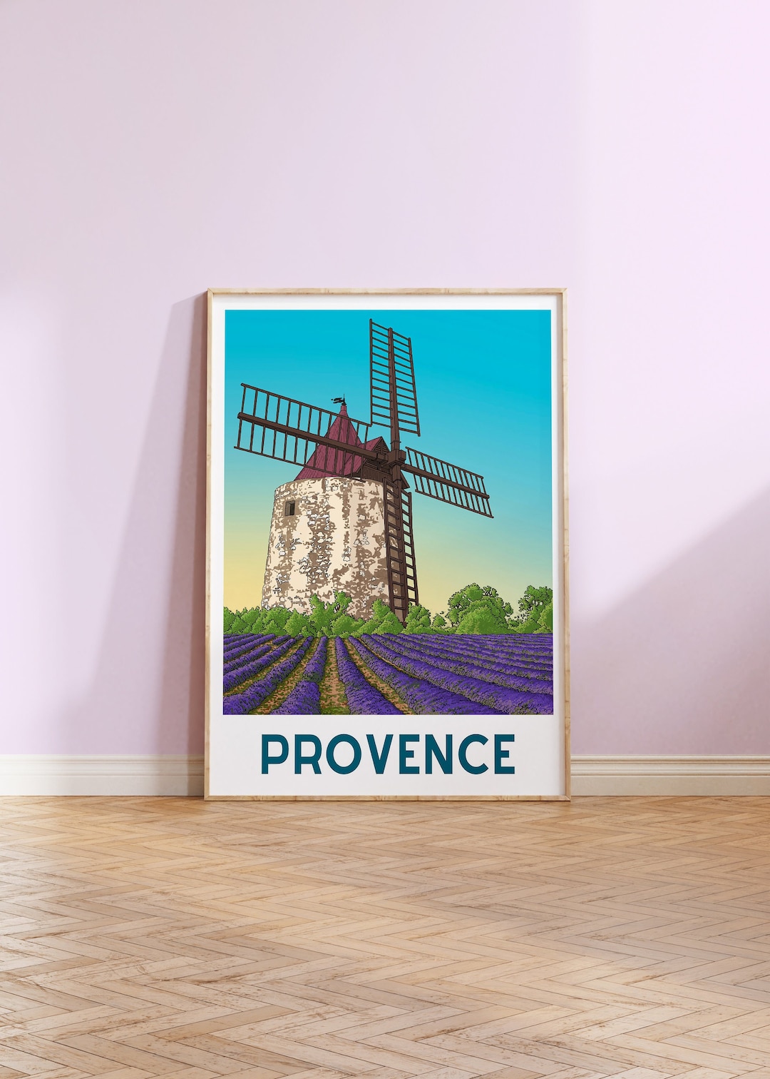 French Riviera Poster With Provence Lavender Farm Landscape Painting ...