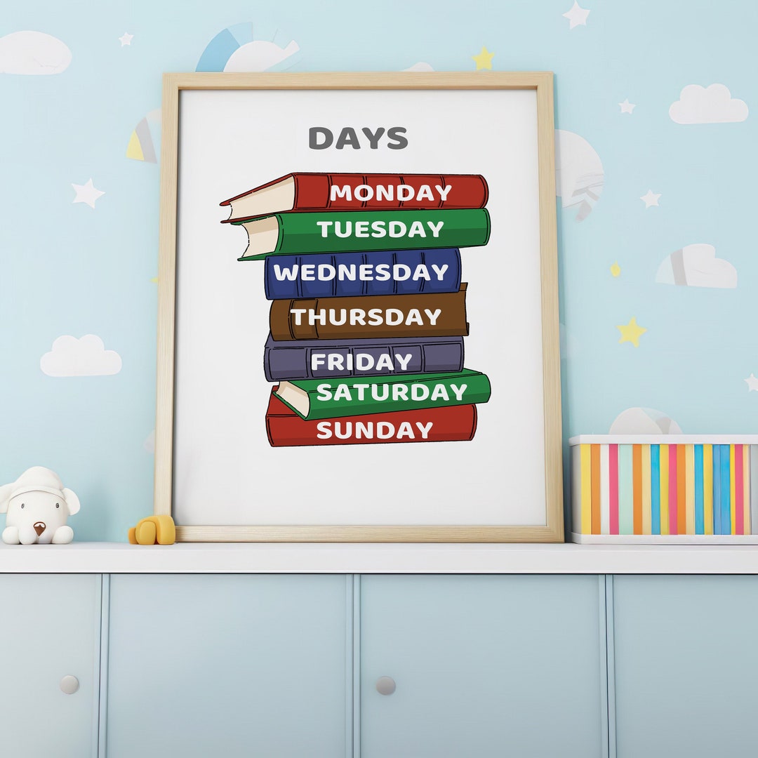 Printable Days of the Week Poster, Montessori Classroom Decor, Toddler ...