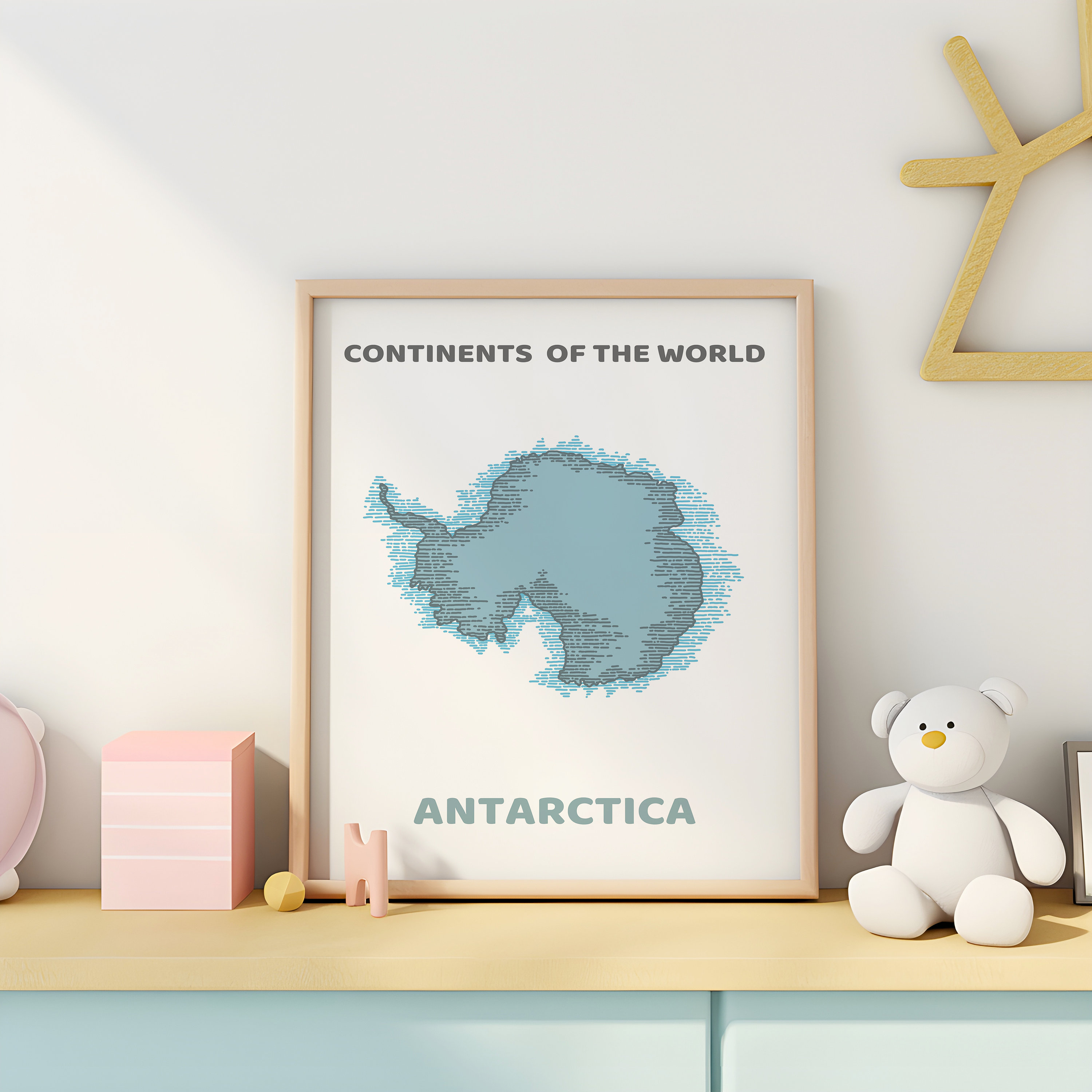 Antarctica Map Poster, Map of the World Wall Art, Map Wall Art ...