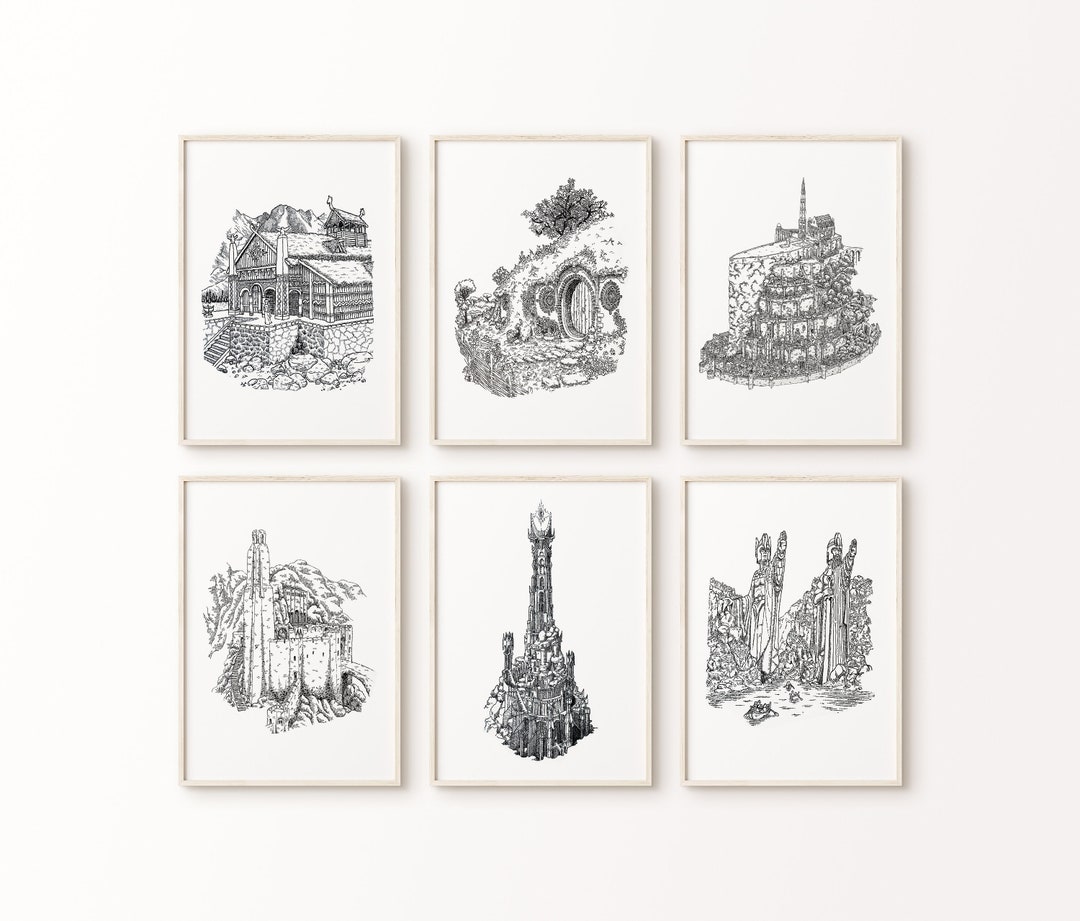 LOTR Wall Art, Set of 6 Prints, Middle Earth Map, Popular Printables ...