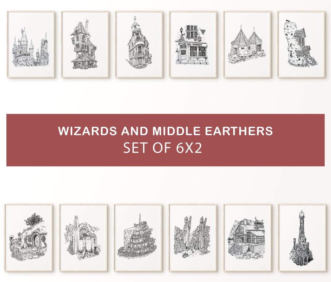 Wizard Wall Art, Popular Printables, Gallery Wall Set, Middle Earth Map ...
