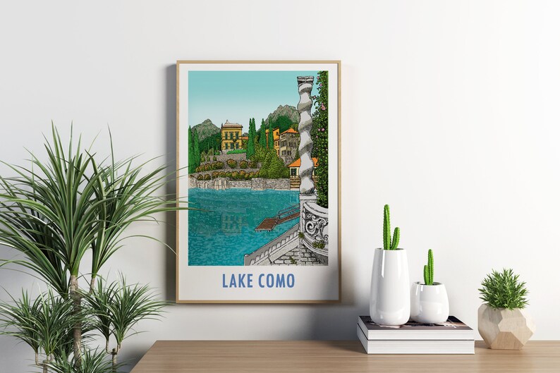 Italy Poster With Lake Como Painting Wall Art, Downloadable Positano ...