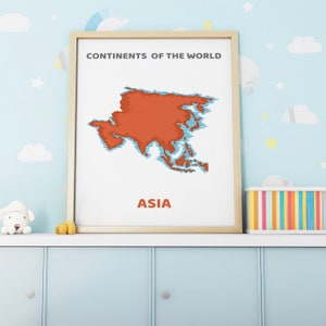 Asia Map Poster, Map of the World Wall Art, Asia Wall Art, Homeschool ...