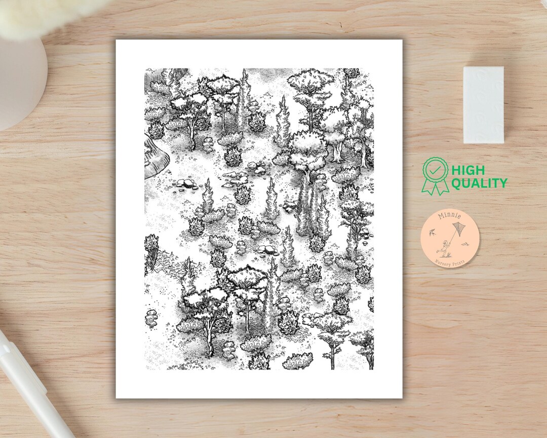 Woodland Map Coloring Page, Nature Landscape Coloring Sheet for Kids ...