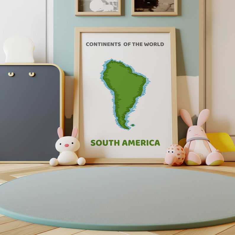 South America Map Poster, Map of the World Wall Art, Homeschool ...