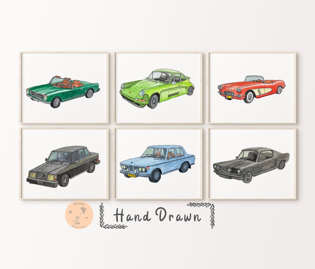 Colorful Cartoon Car Poster | Digital Race Car Art Printable | Download ...