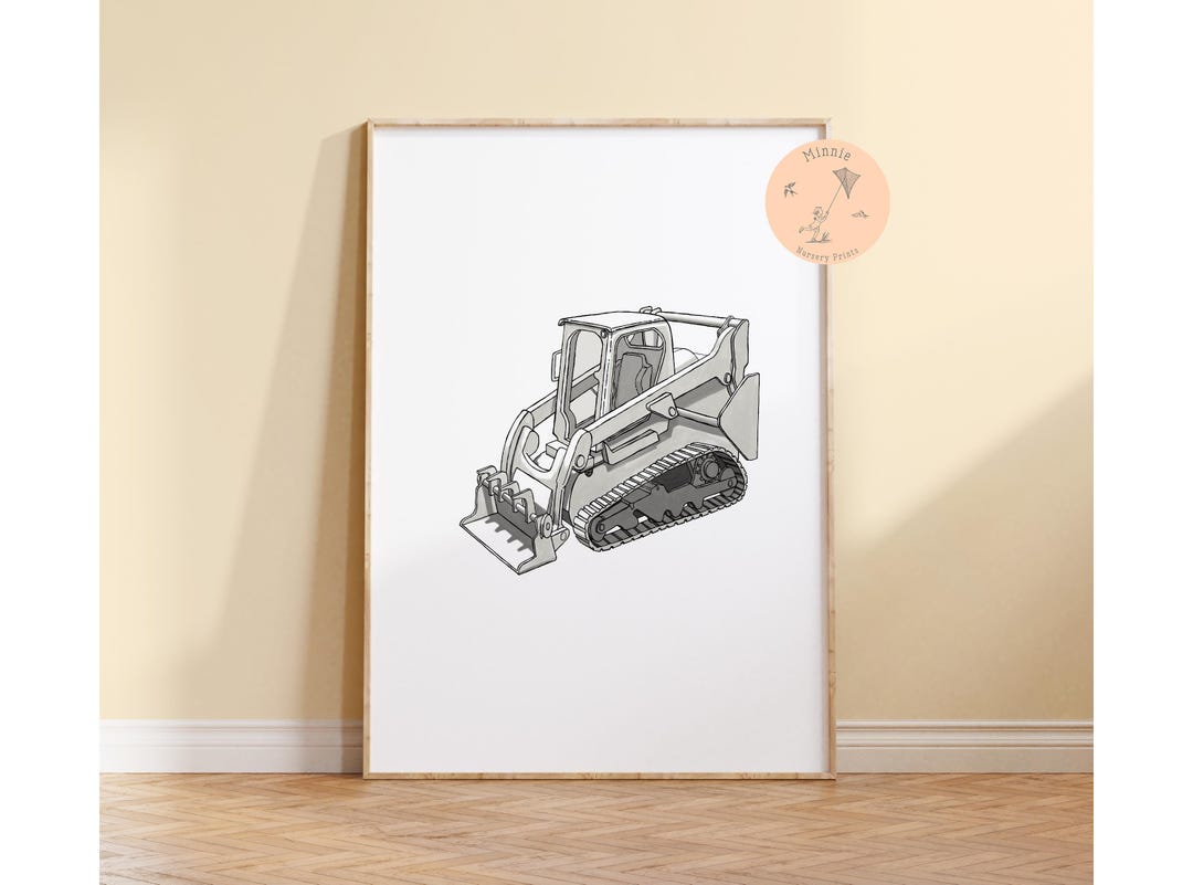 Mechanic Construction Vehicles Illustration Posters, Black and White ...
