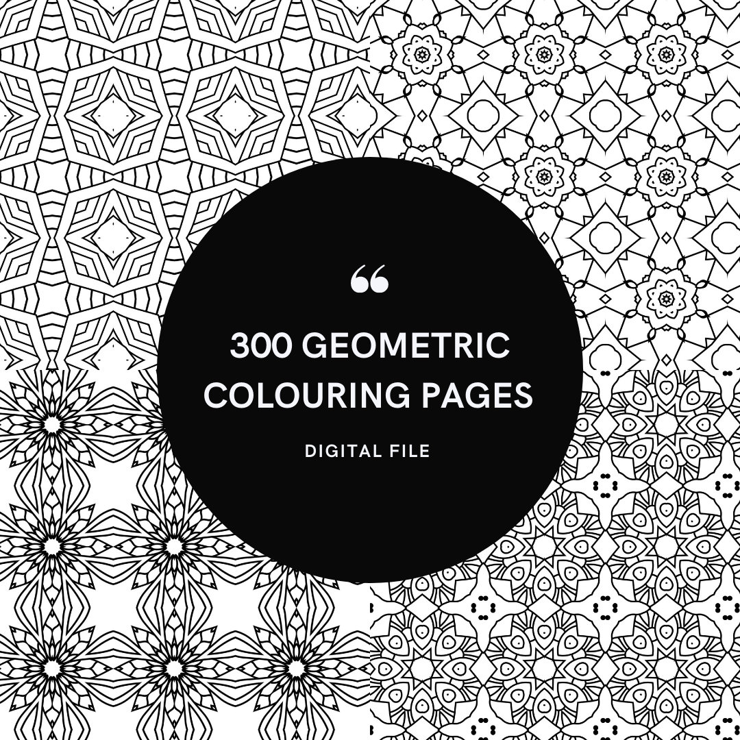 300 Geometric Coloring Design Pages Digital Download Pdf File - Fun ...