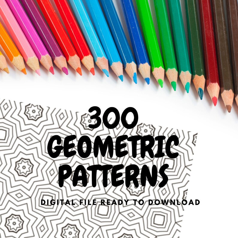 300 Geometric Coloring Design Pages Digital Download Pdf File - Fun ...