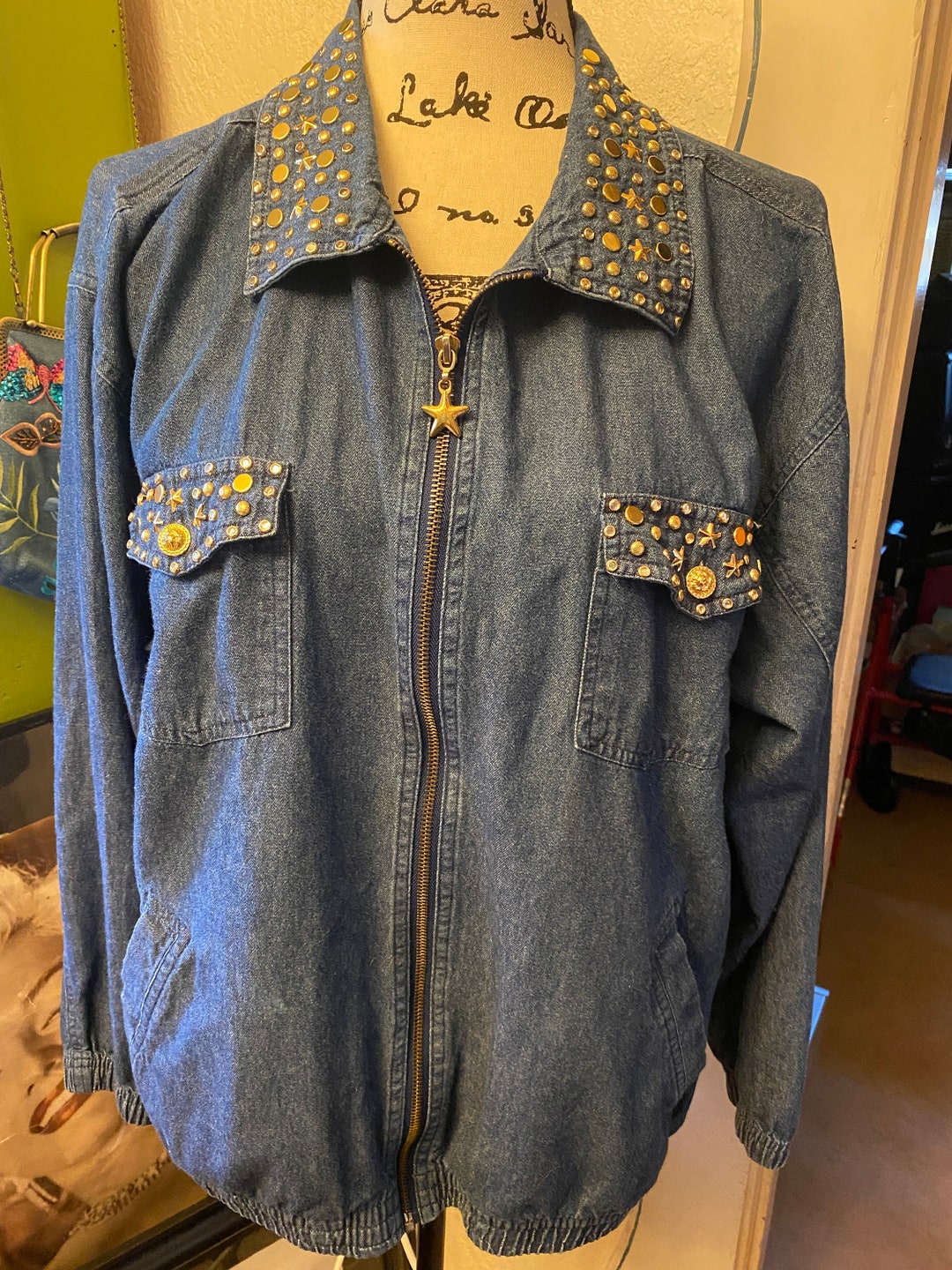 Retro 80s Blue Jean Jacket With Stars!! - Etsy