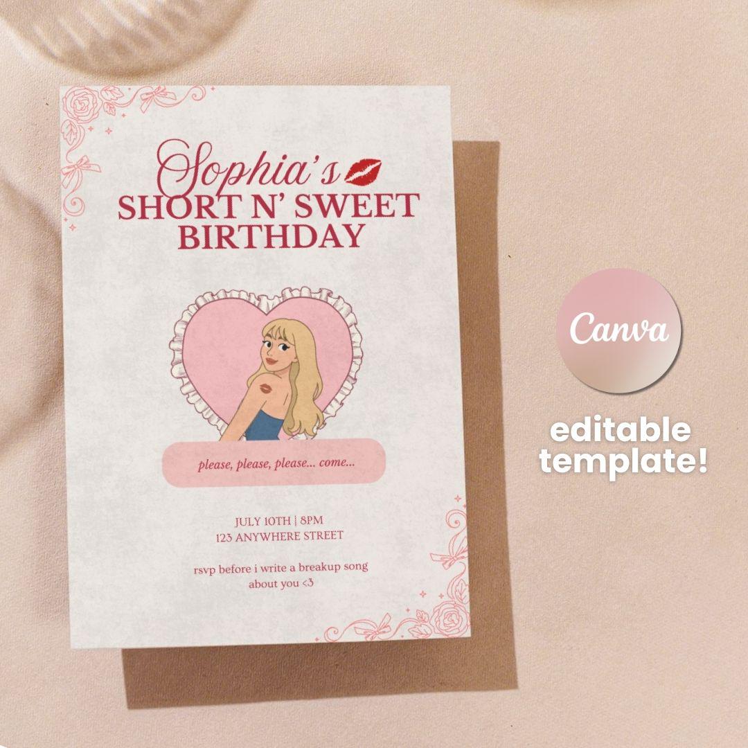 Sabrina Carpenter Birthday Invitation Template Sabrina Carpenter Party ...