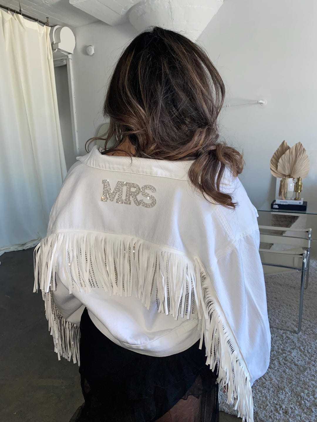 Custom Fringe Bride Jacket | Personalized Bridal Denim Jacket With ...