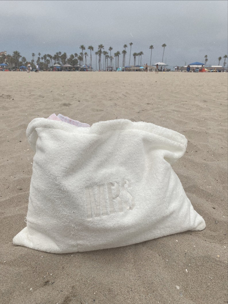 Embroidered Mrs. Terry Cloth Tote Bag - XL Bride Beach Bag - Etsy