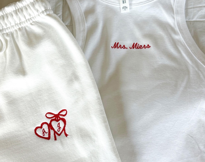 Embroidered Bride Tank and Jogger Set | Bride Sweat Set | Bridal Tank ...