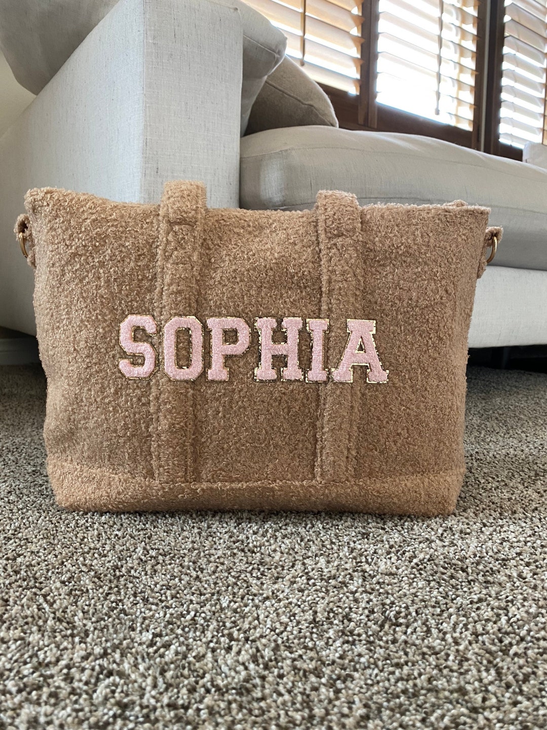 Girls Personalized Tote Bag | Teddy Tote | Sherpa Tote Bag | Patch Name ...