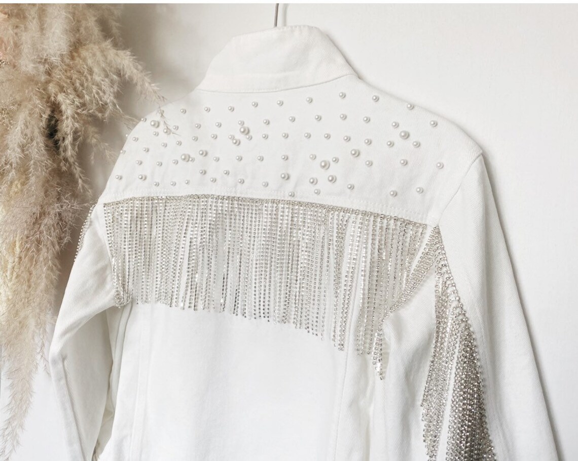 Rhinestone Fringe Pearl Jacket Pearl Jacket Wedding Jacket - Etsy