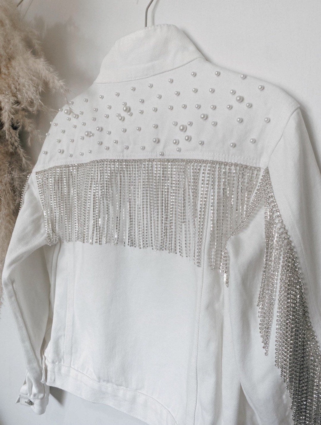 Rhinestone Fringe Pearl Jacket | Pearl Jacket | Wedding Jacket | Jacket ...
