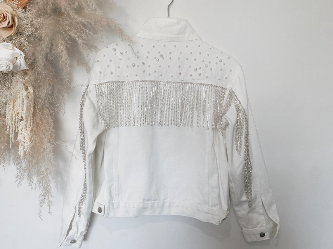 Rhinestone Fringe Pearl Jacket Pearl Jacket Wedding Jacket - Etsy