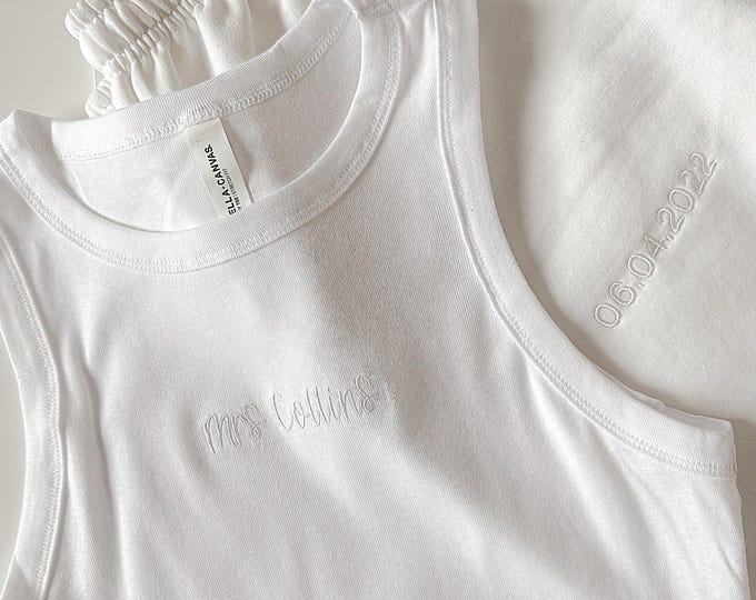 Embroidered Bride Tank and Jogger Set | Bride Sweat Set | Bridal Tank ...