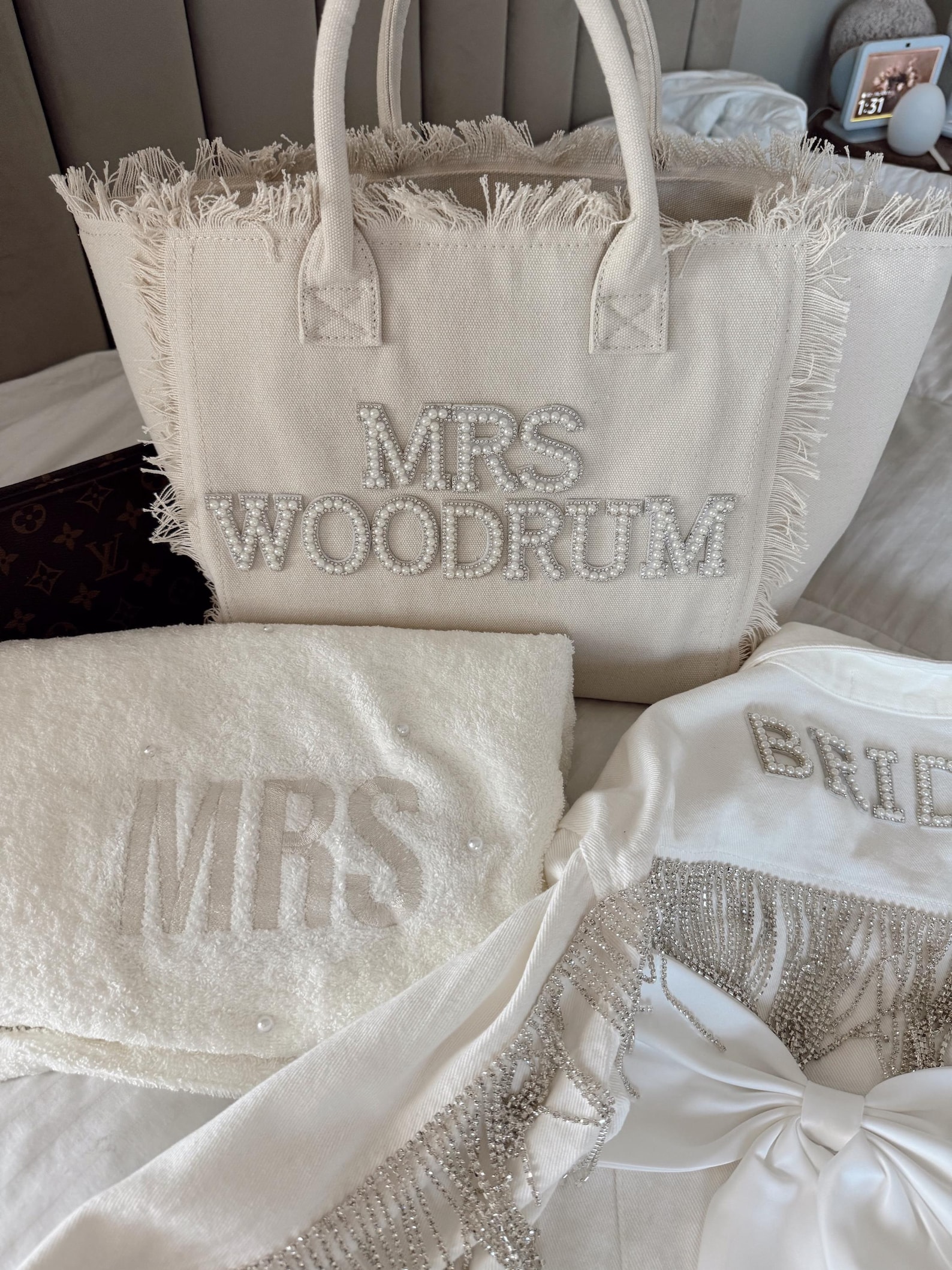 Embroidered Mrs. Terry Cloth Tote Bag - XL Bride Beach Bag - Etsy