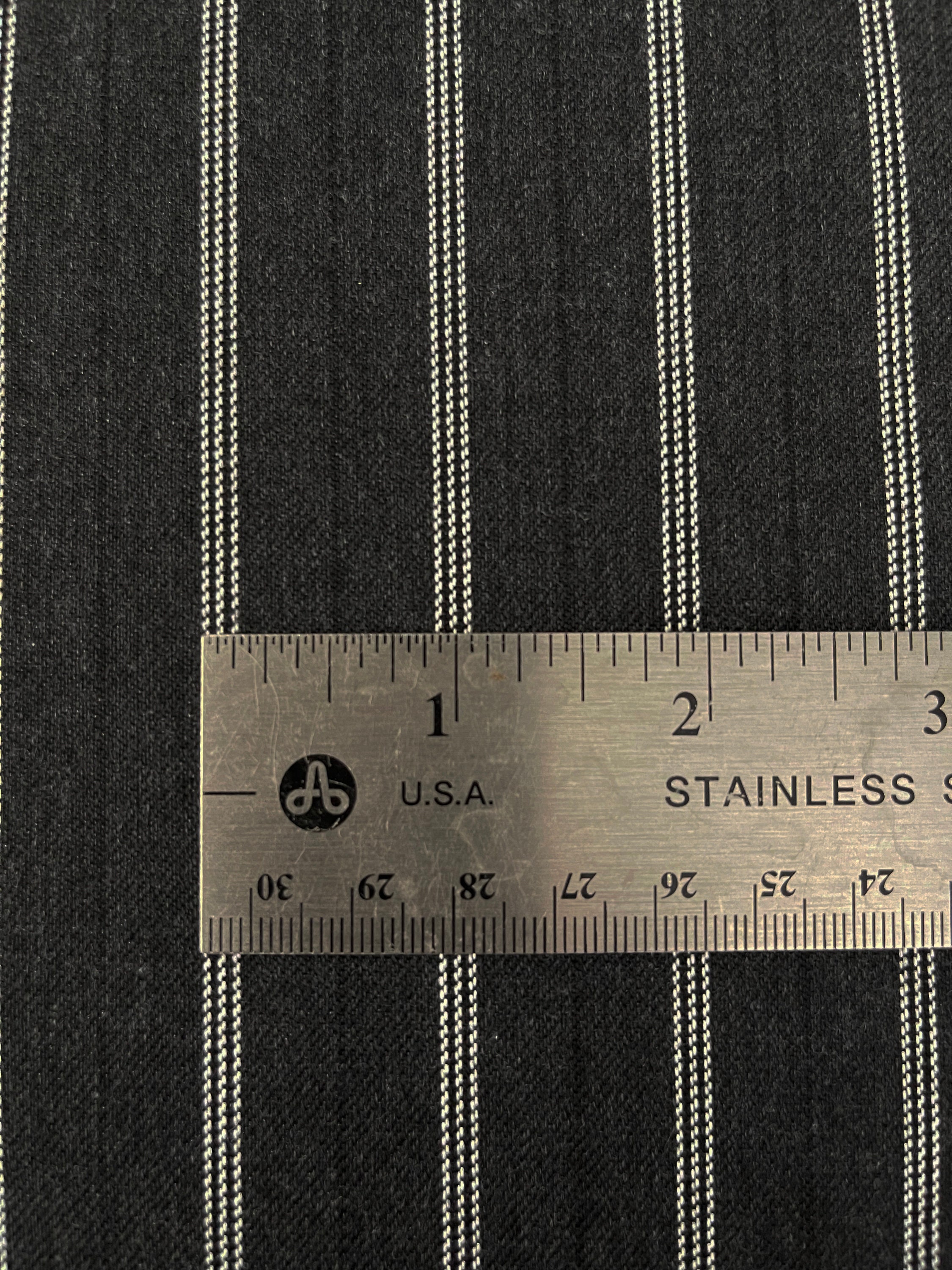 Triple Pin Stripe Fabric Dark Charcoal Gray Suiting With - Etsy