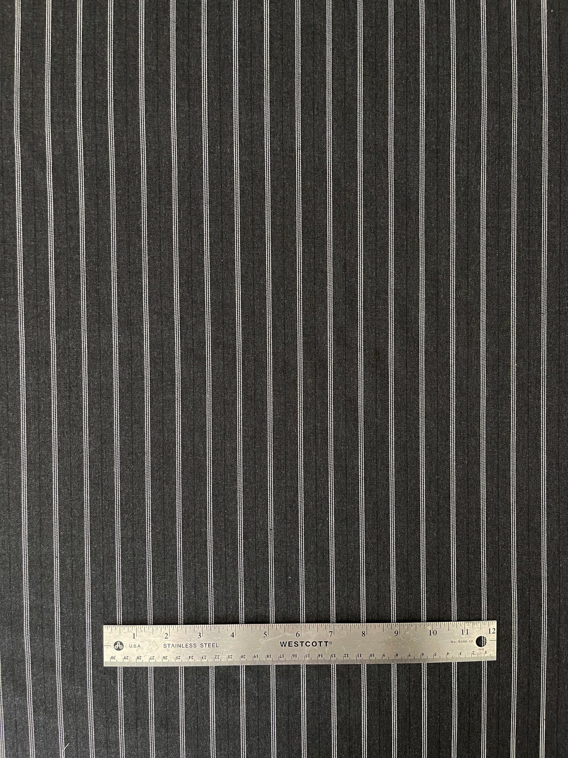 Triple Pin Stripe Fabric Dark Charcoal Gray Suiting With | Etsy