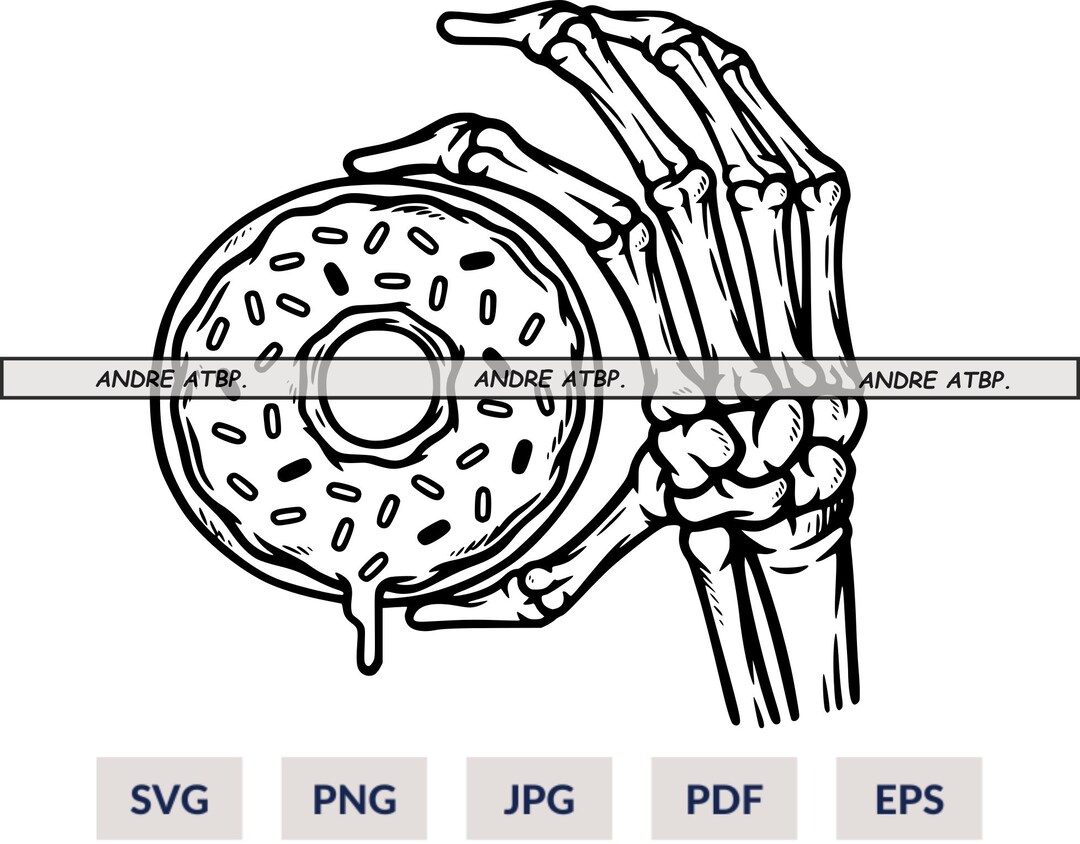 Skeleton Hand Holding Donut SVG, Doughnut SVG, Donut Cut File, Sprinkle ...