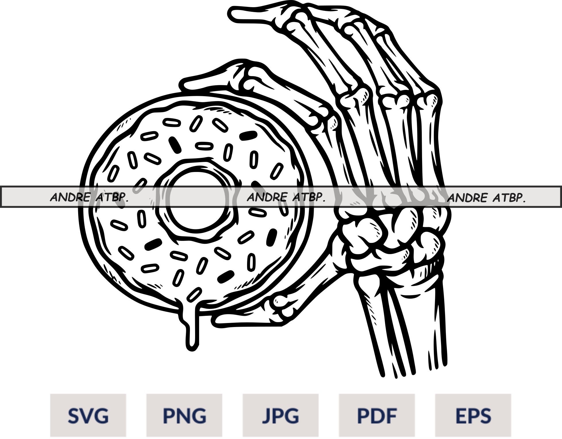 Skeleton Hand Holding Donut SVG, Doughnut SVG, Donut Cut File, Sprinkle ...