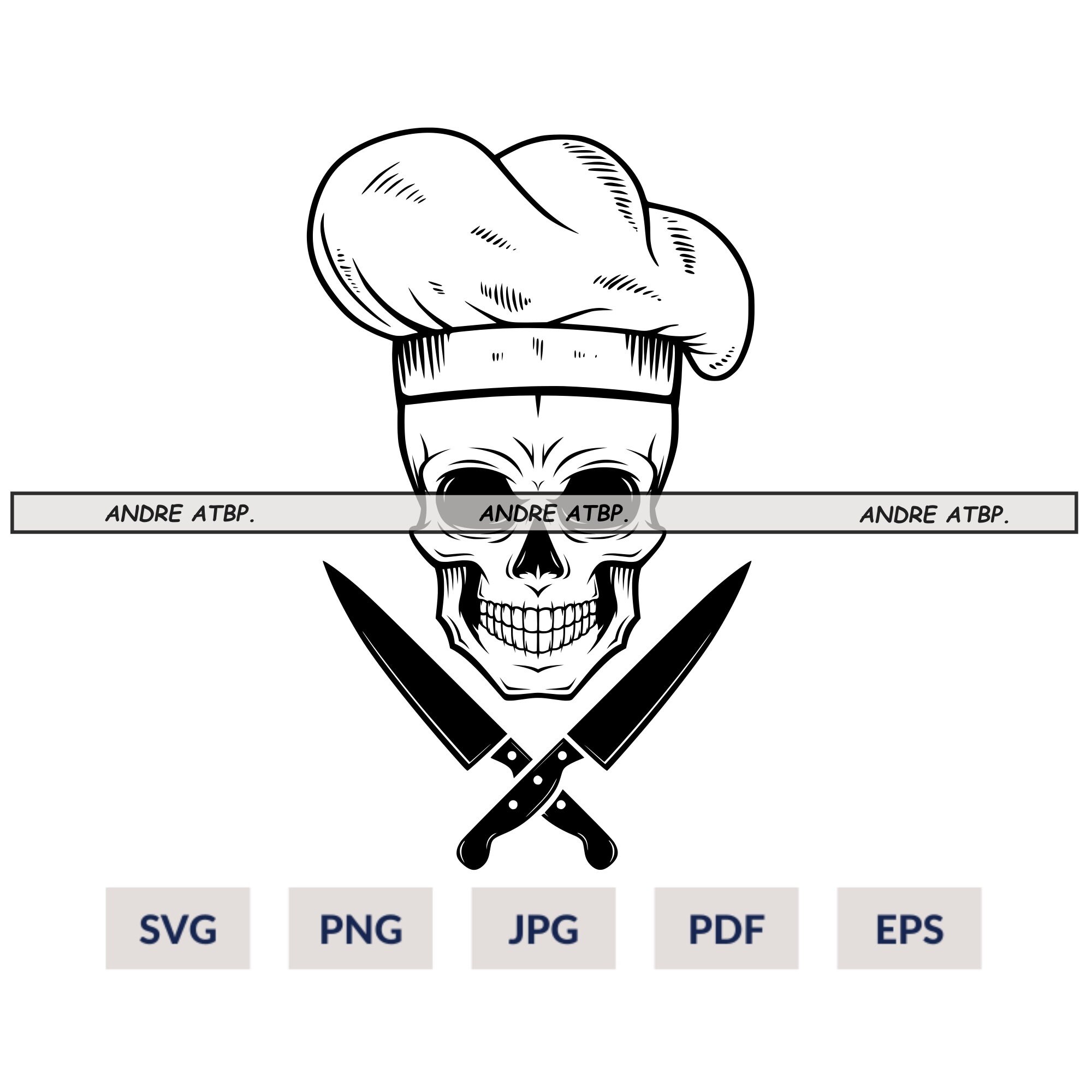 Skull Chef Hat Crossed-knives SVG Download Cut File , Skull Svg Png ...