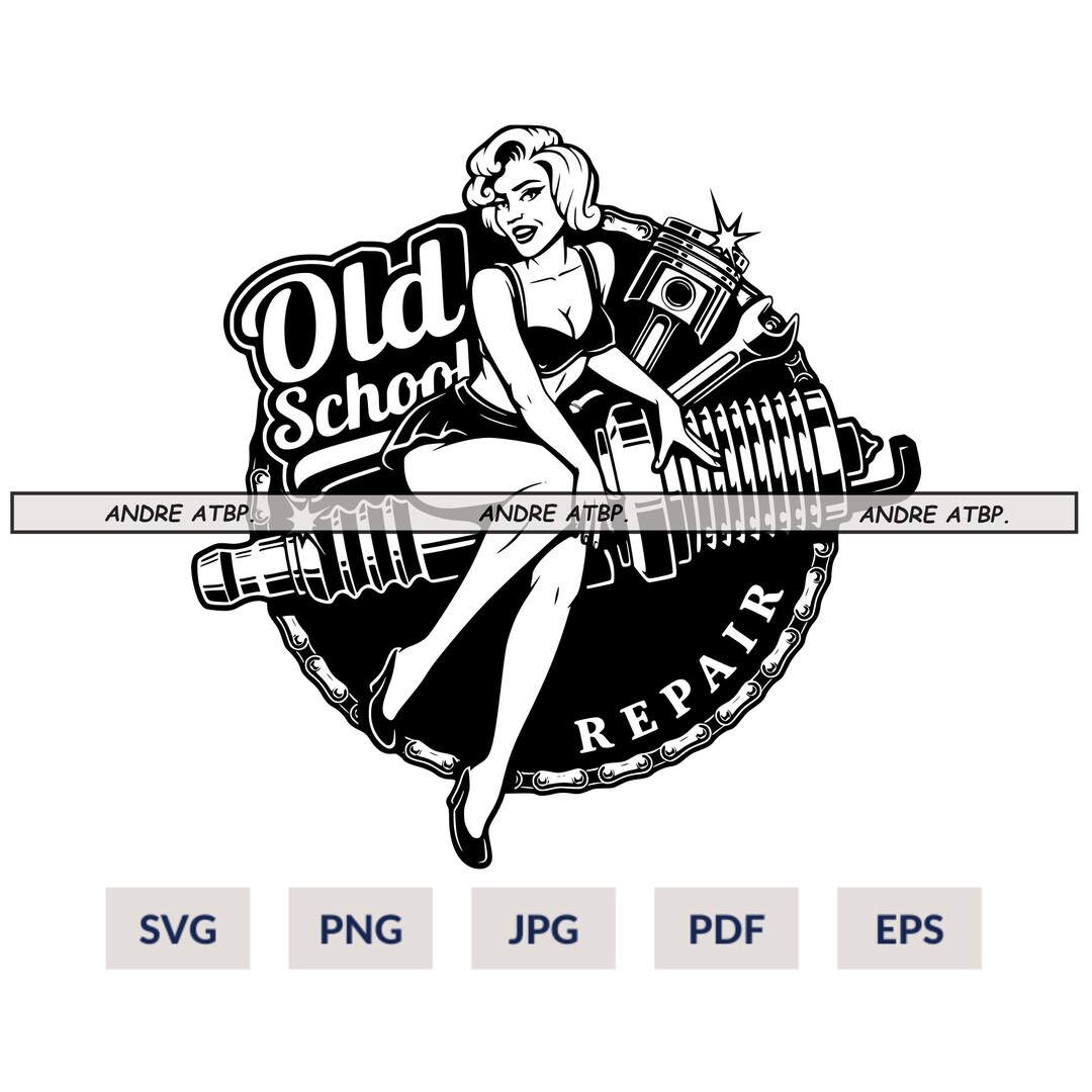 Old School Pin-up Girl Repair Svg, Pinup Girl, Repair Tools Svg, Pinup ...