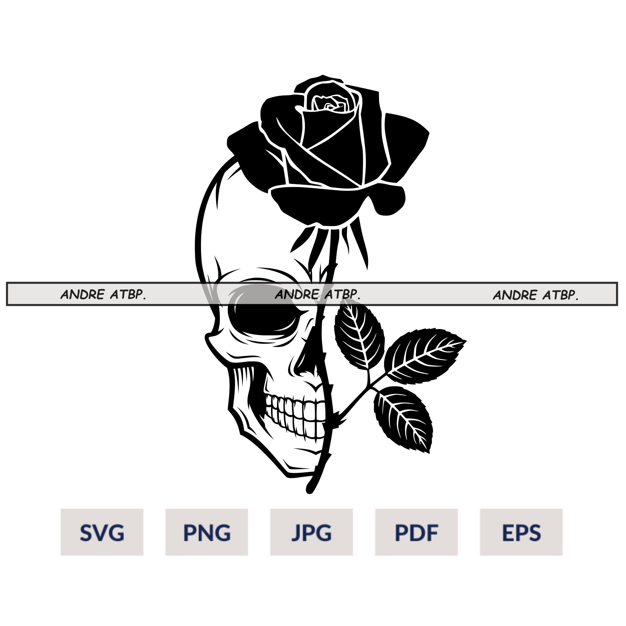 Rose Skull Svg Skull With Flower Svg Skull Svg Half Skull Floral Svg ...