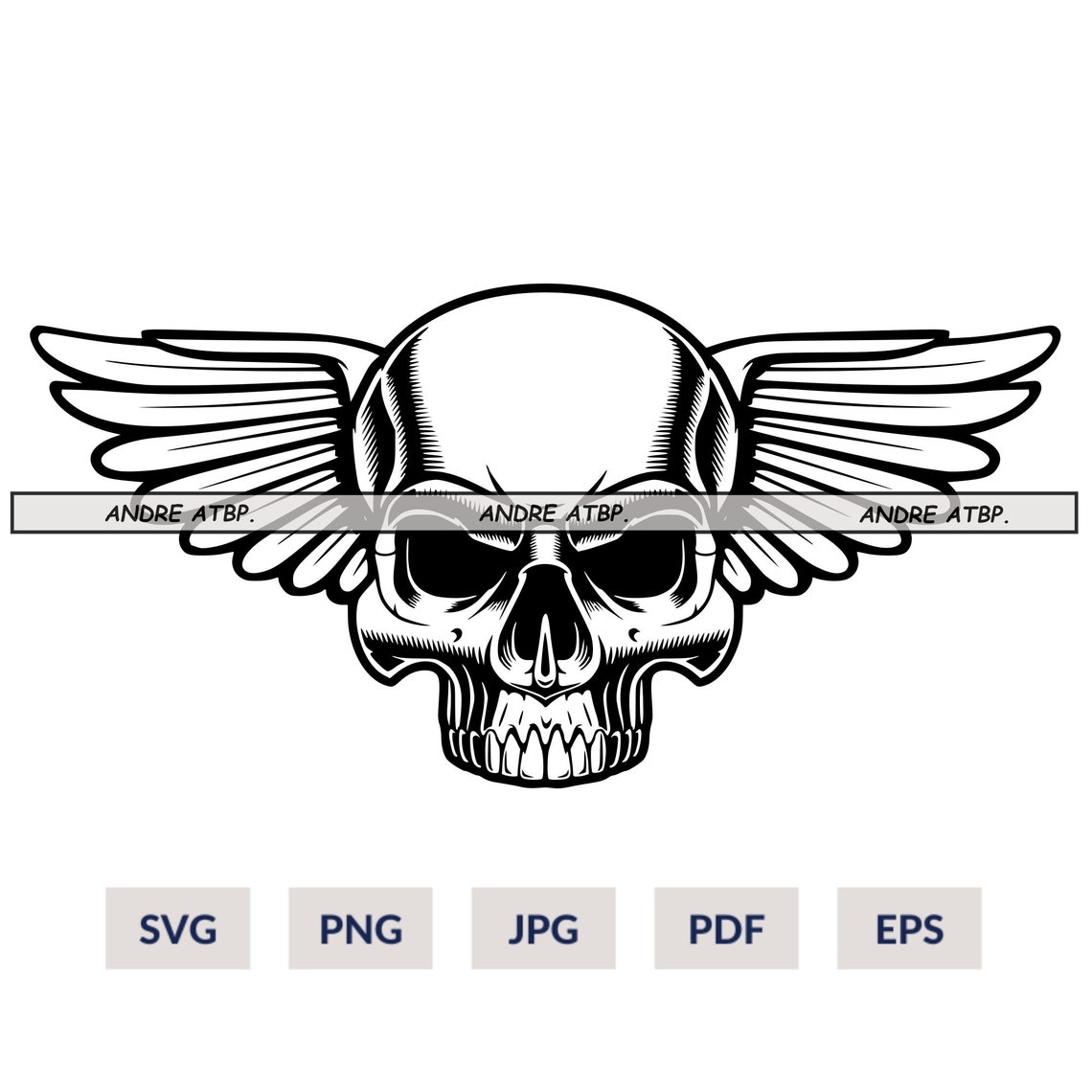 Skull SVG, Skull With Wings SVG, Skull and Wings Clipart, Skull Vector ...