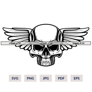 Skull SVG, Skull With Wings SVG, Skull and Wings Clipart, Skull Vector ...