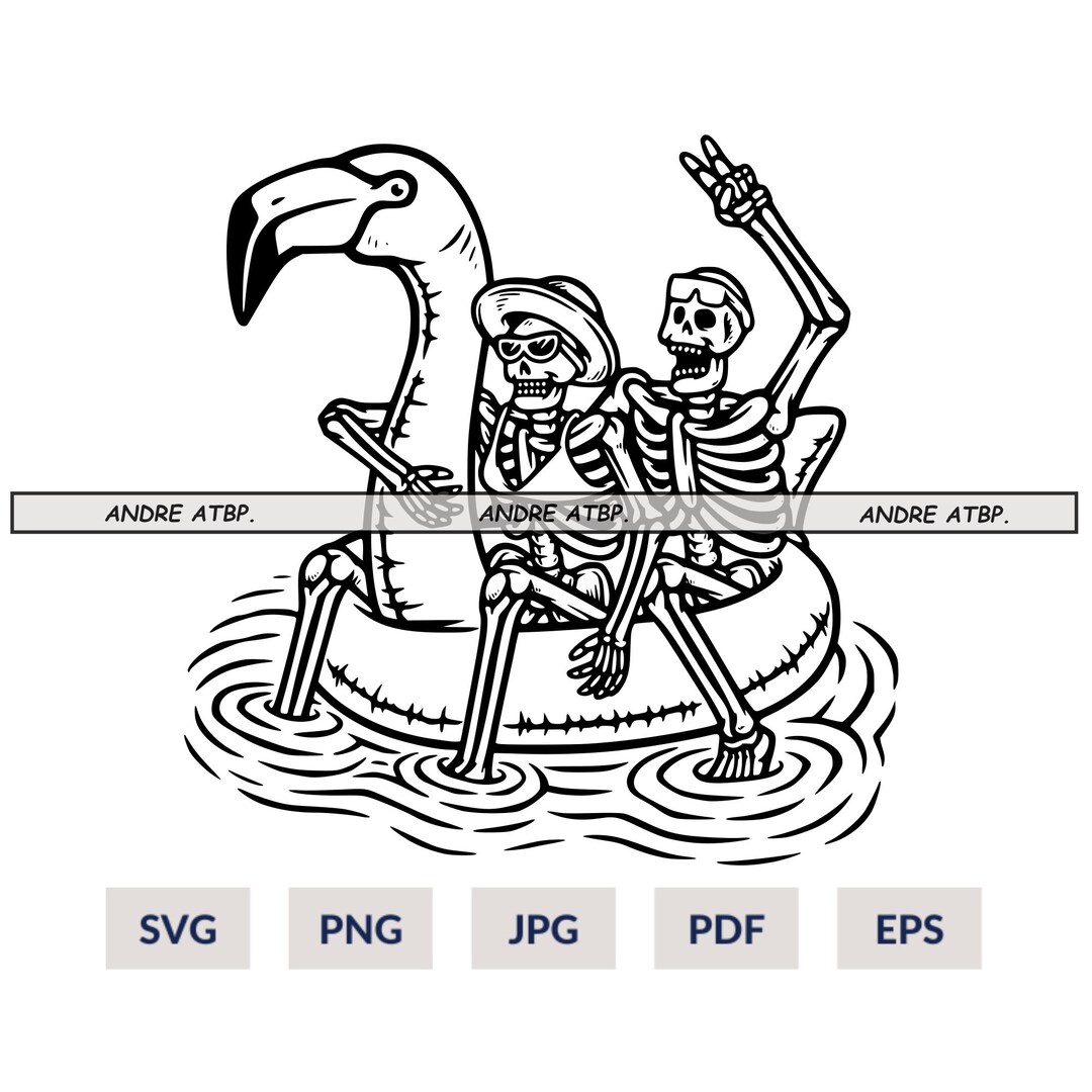 Skeleton Couple on Inflatable Flamingo SVG | Beach SVG | Tropical SVG ...