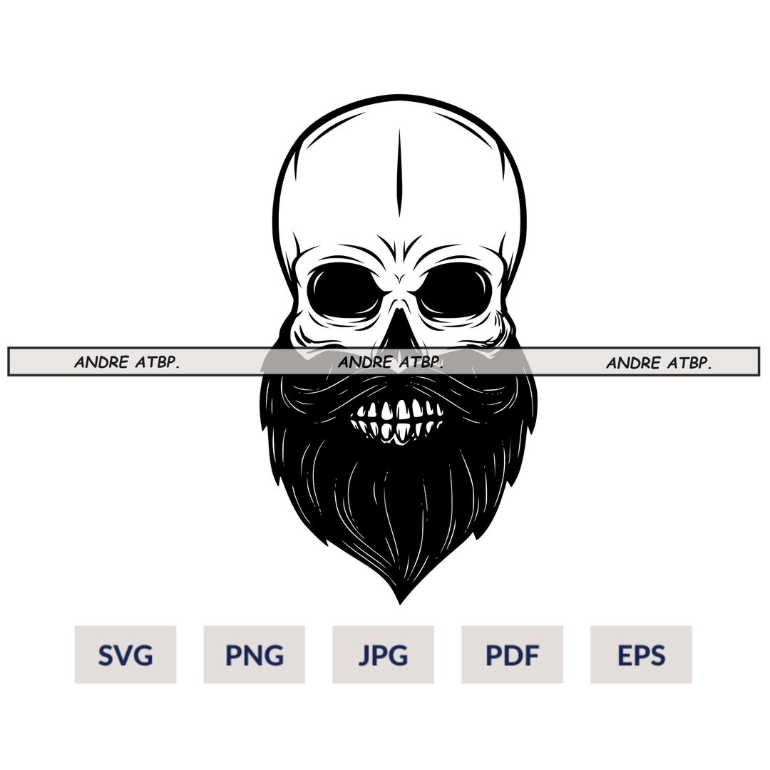 Bearded Skull Svg, Skull Clipart, Skeleton Svg, Bones Svg, Skull Svg ...