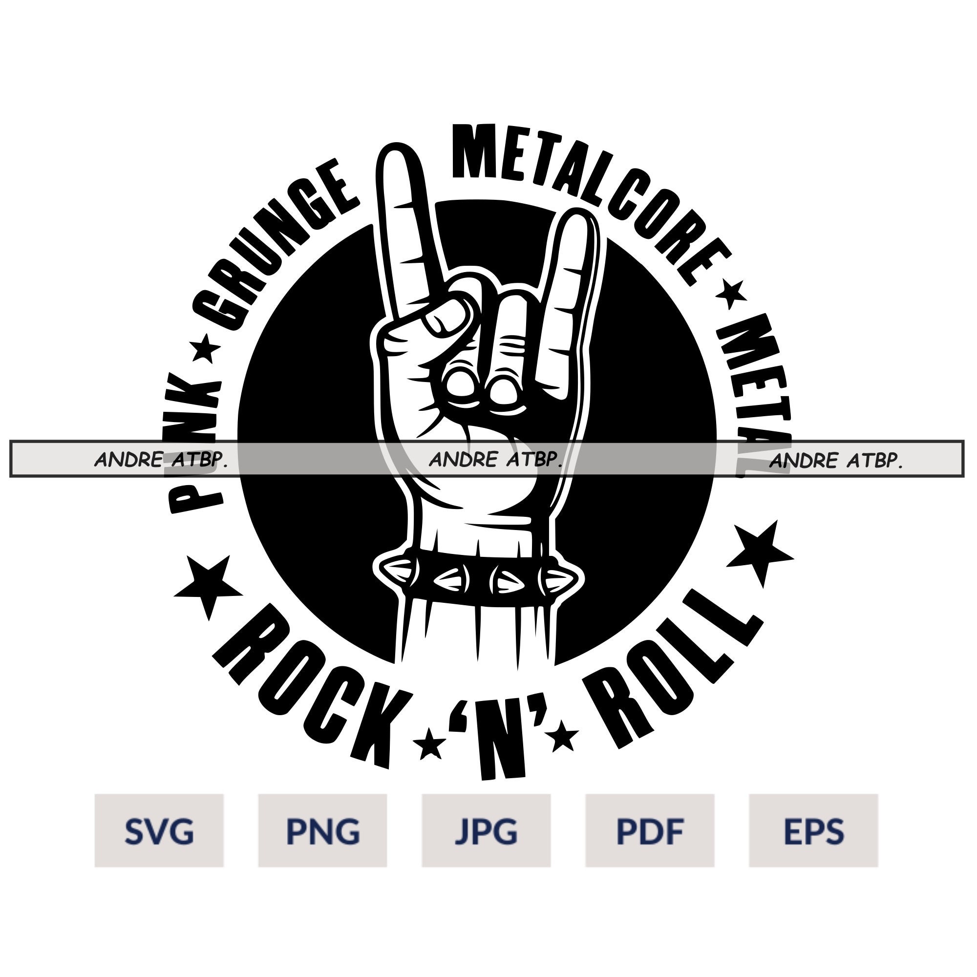 Rock and Roll Music SVG | Rock N Roll SVG | Rock Hand Sign Svg | Rock N ...