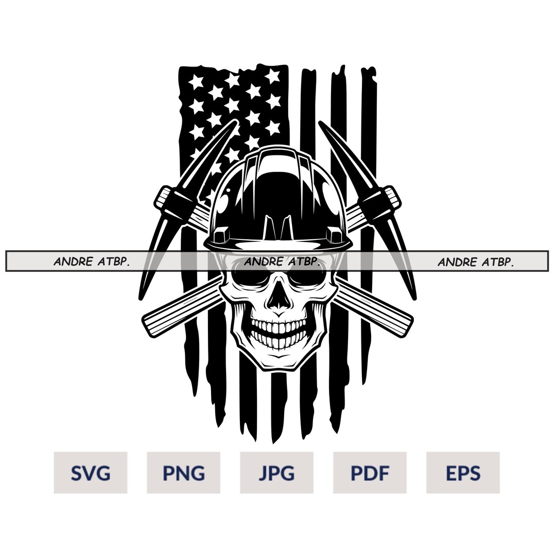 US Mining Skull Svg | Coal Miner Skull Svg | Skull Clipart | Miner Svg ...