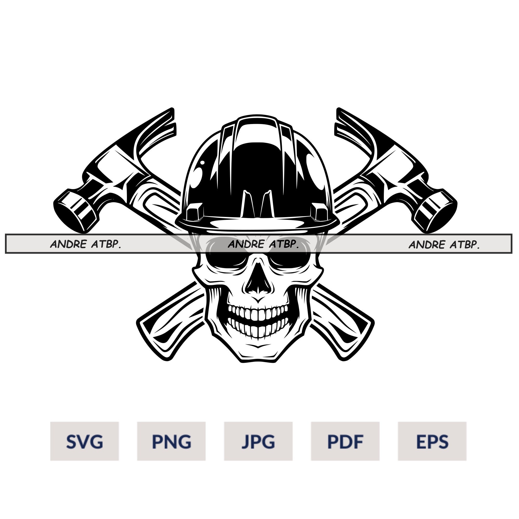 Skull With Crossed Hammers Svg, Carpenter Repair Skull Svg, Carpenter ...