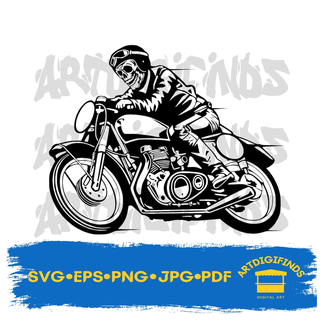 Skull Cafe Racer Svg Racer Skull Svg Motorbike Svg Skull - Etsy
