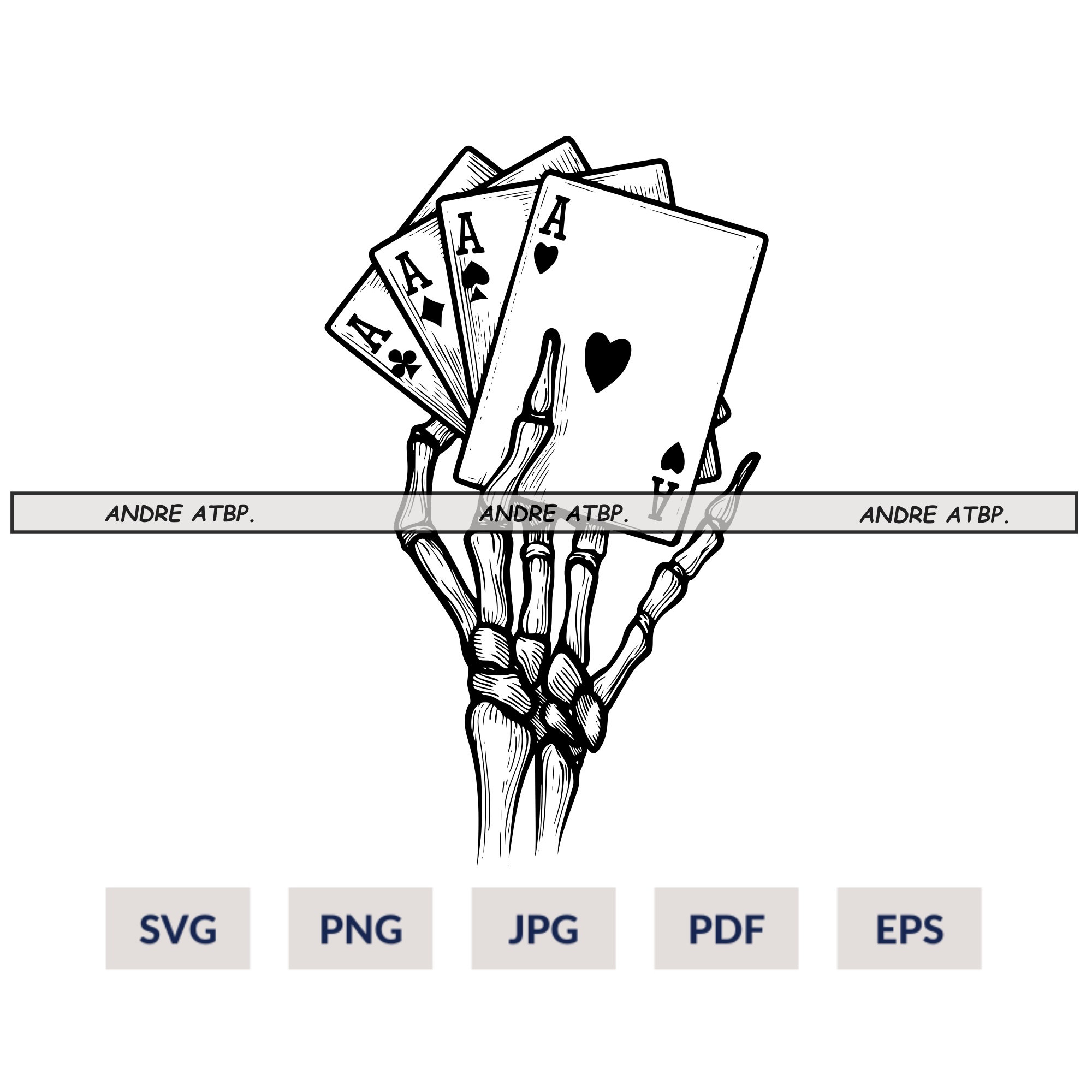Skeleton Hand With Four Aces Svg, Four Aces SVG, Skeleton Cards Svg ...
