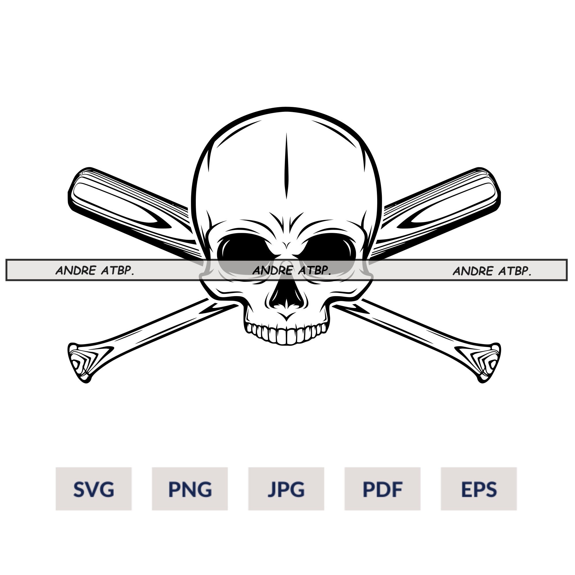 Baseball Skull With Crossed Bats Svg | Softball Skull Svg | Skull Svg ...